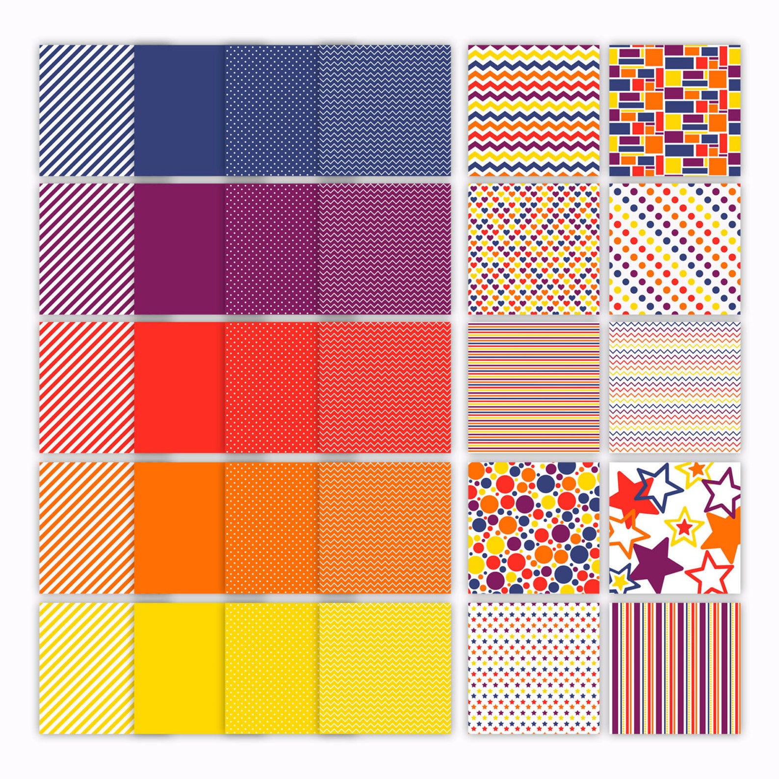 Sunset Colors Digital Paper Colorful Digital Paper Pack 30 | Etsy