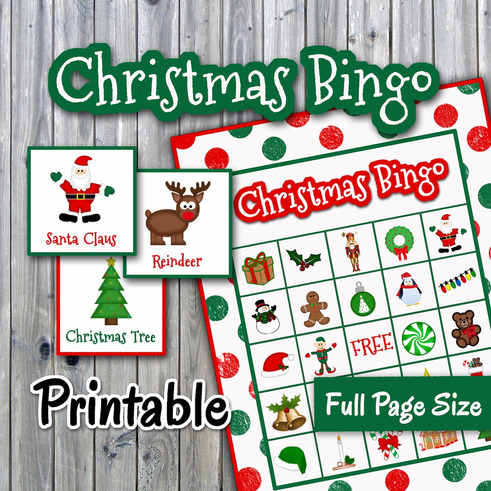Christmas Bingo Printable PDF - 30 Different Cards - FULL PAGE ...