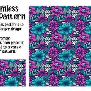 Purple and Teal Floral SEAMLESS Patterns - Purple and Teal Flowers ...