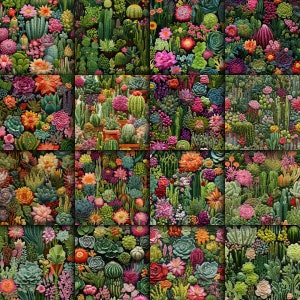 Embroidery Cactus SEAMLESS Digital Paper - Cactus Digital Paper - 16 ...