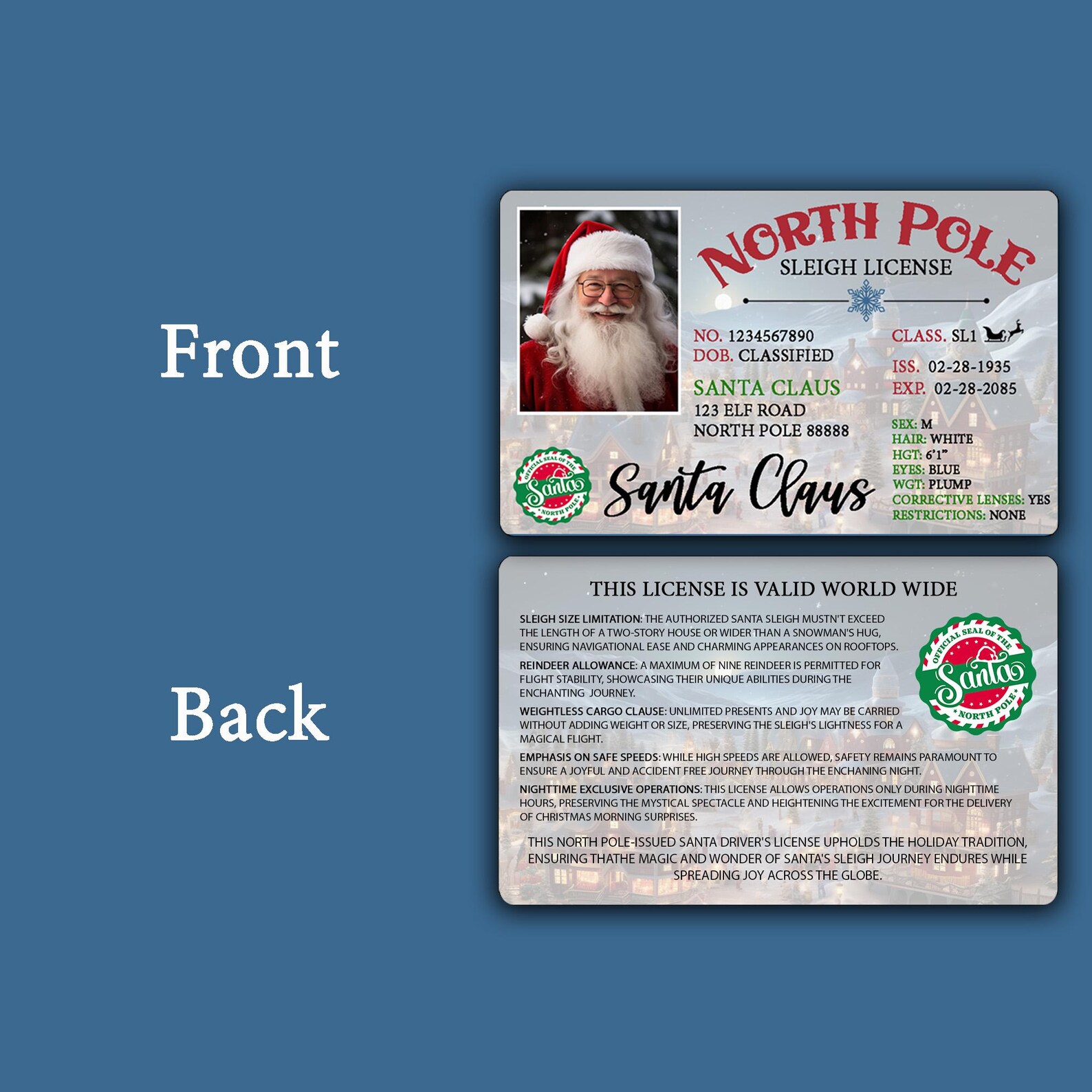 Santa License Sublimation Design - Santa Drivers License PNG File ...