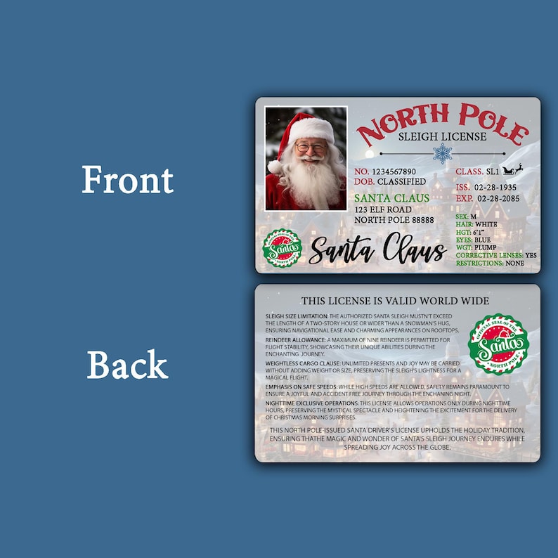 Santa License Sublimation Design - Santa Drivers License PNG File ...