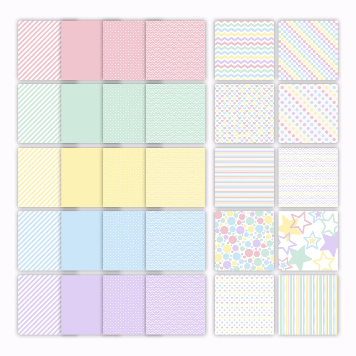 Pastels Digital Paper Pastel Colors Digital Paper Pack 30 - Etsy