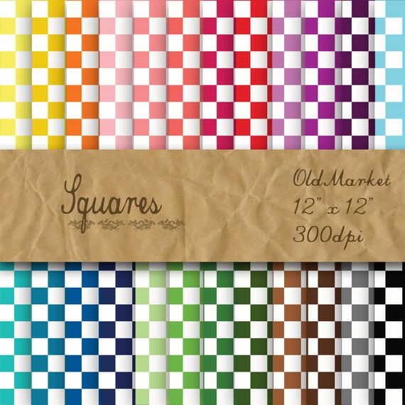 Squares Digital Paper Colorful Digital Paper Pack 24 - Etsy