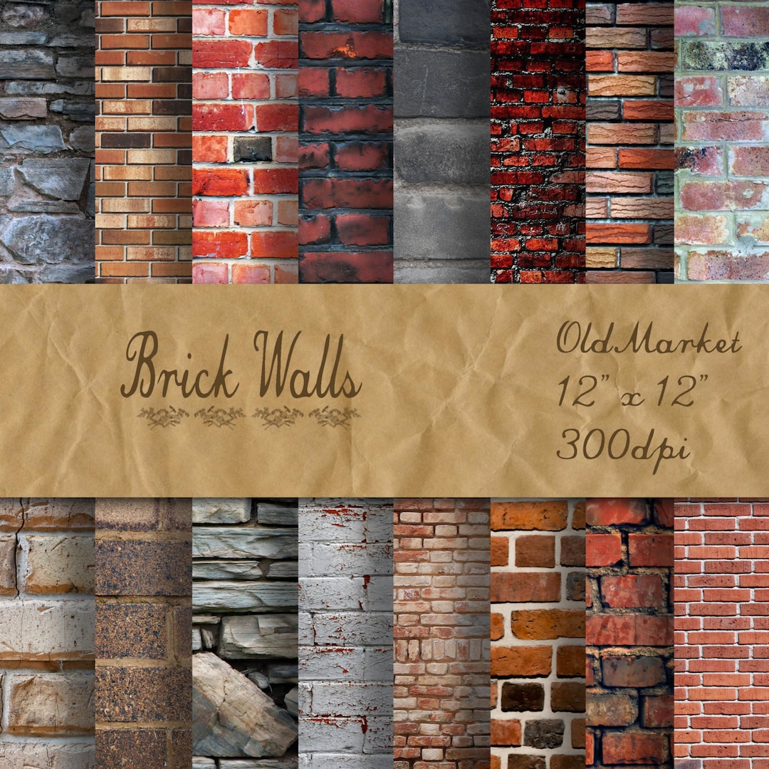 Brick Walls Digital Paper - Brick Textures - 16 Designs - 12in X 12in ...