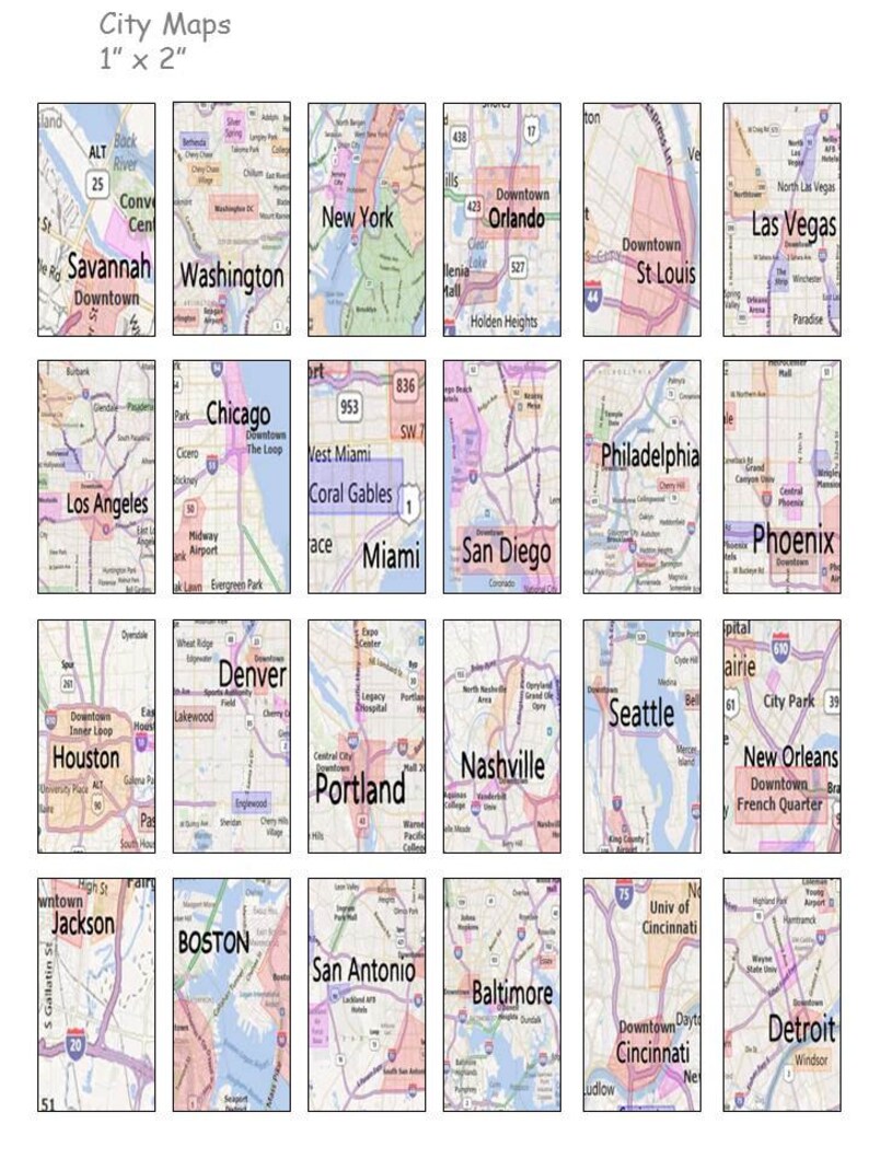 City Maps Digital Collage Sheet 1 X 2 Inch Domino | Etsy