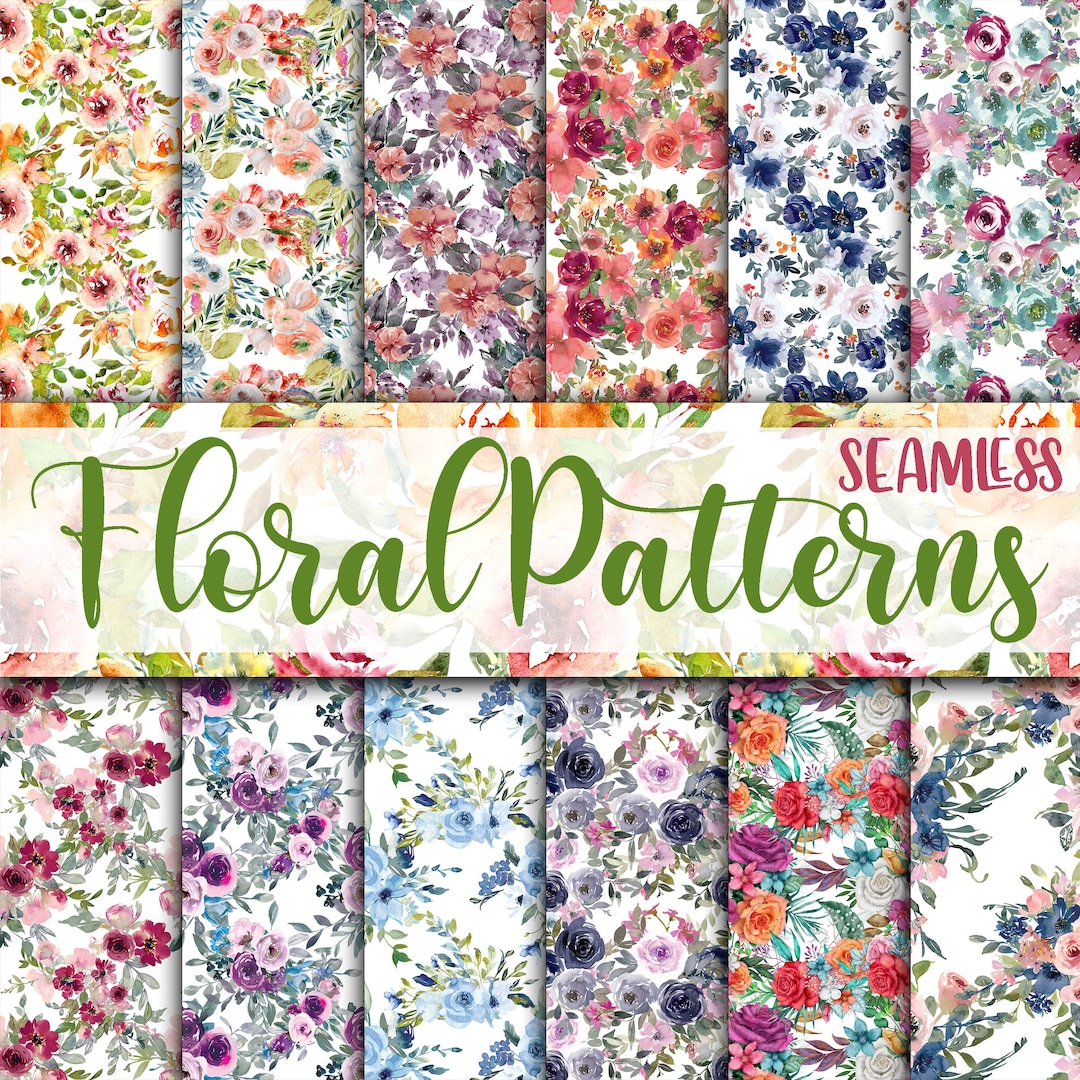 Floral Patterns Digital Paper - SEAMLESS - Watercolor Flower Patterns ...