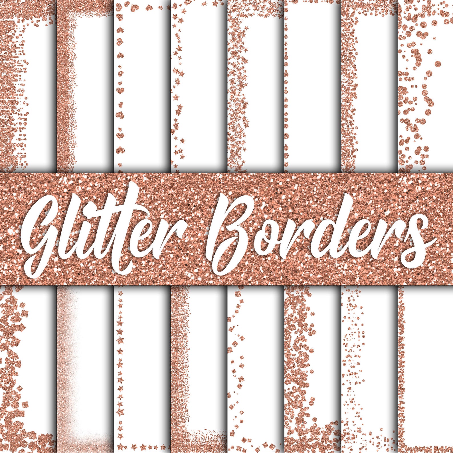 Rose Gold Glitter Borders Digital Paper Glitter Textures | Etsy