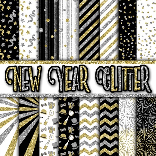 New Years Glitter Digital Paper New Years Eve Backgrounds - Etsy