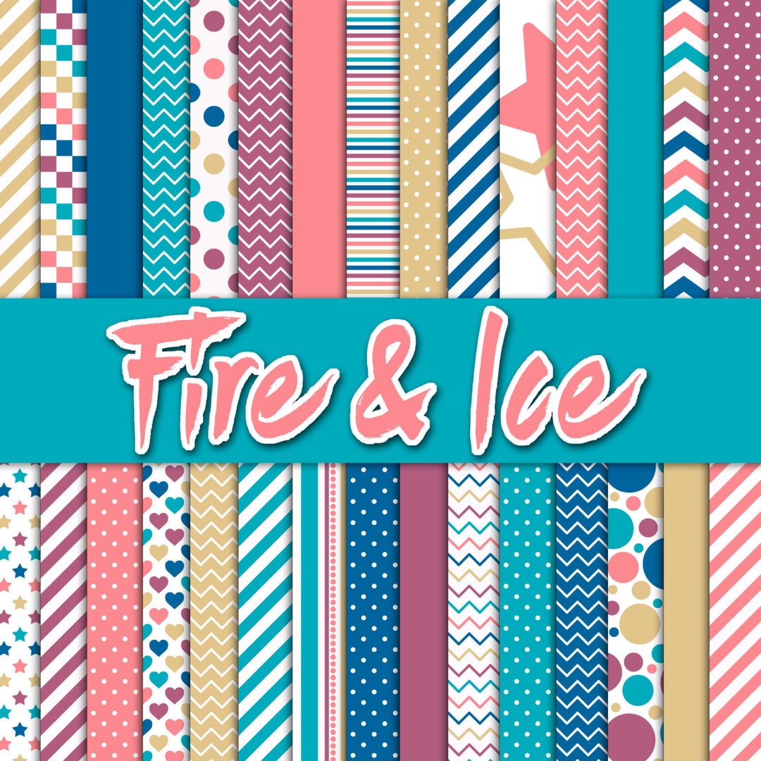 Fire and Ice Digital Paper - Colorful Design Backgrounds - 30 Papers ...