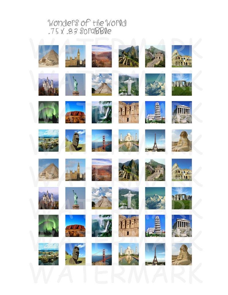 Wonders of the World Digital Collage Sheet .75 x .83 | Etsy