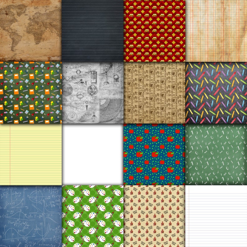 Back to School Digital Paper Textures School Backgrounds - Etsy