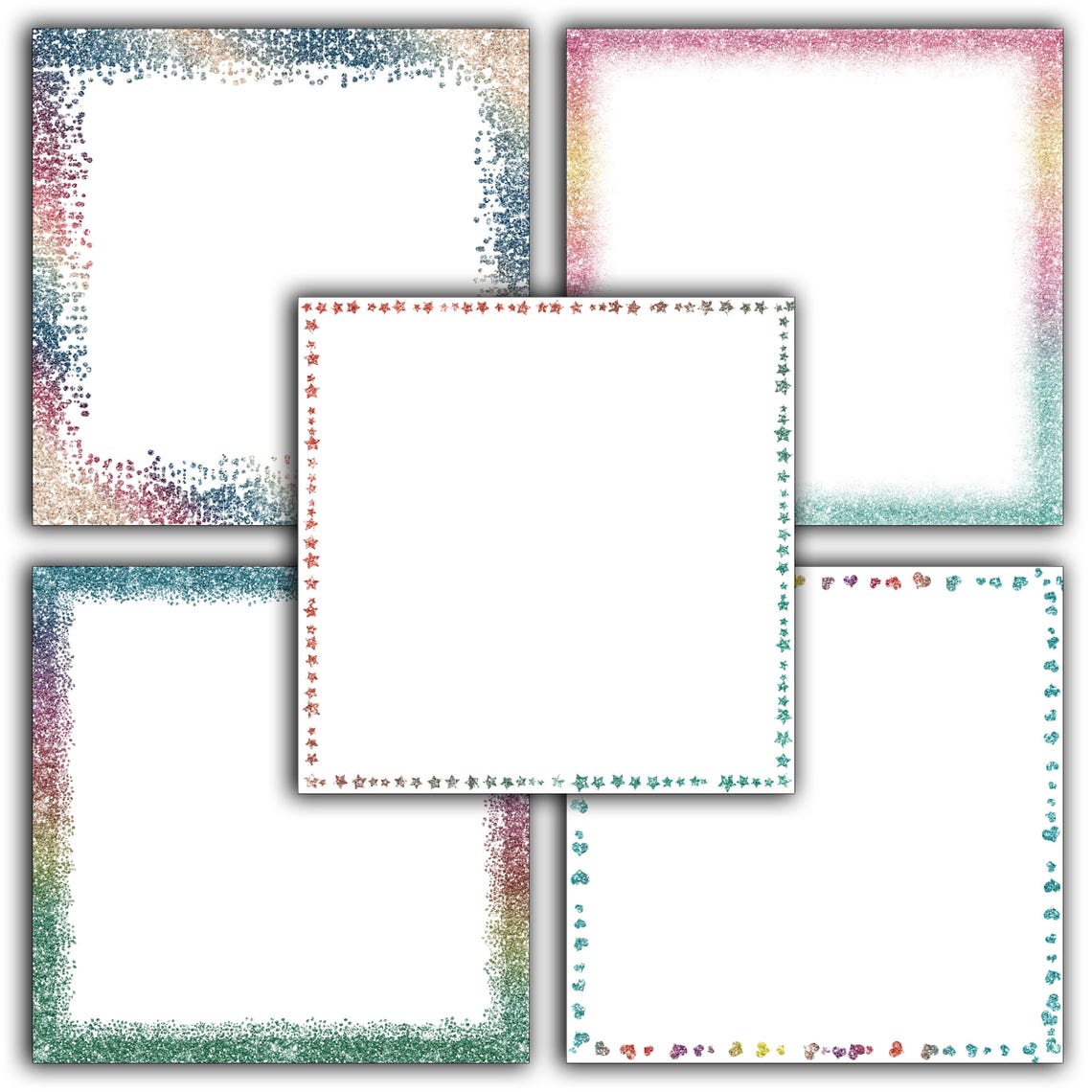 Rainbow Glitter Borders Digital Paper Glitter Textures - Etsy