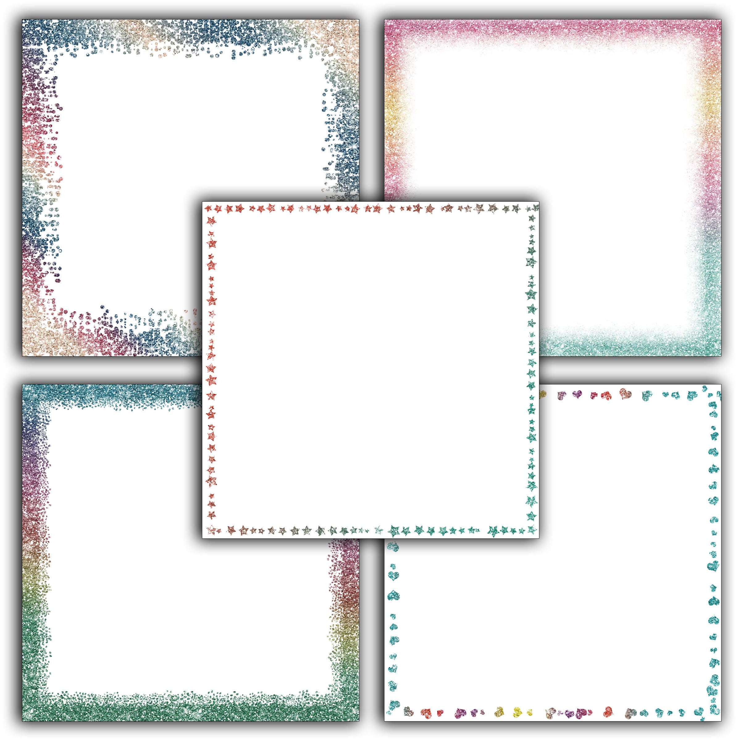Rainbow Glitter Borders Digital Paper - Glitter Textures - Glitter ...