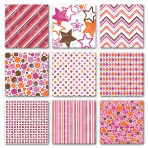 Sweet and Sassy Digital Paper Pack - Pink, Brown and Orange Colors - 24 ...