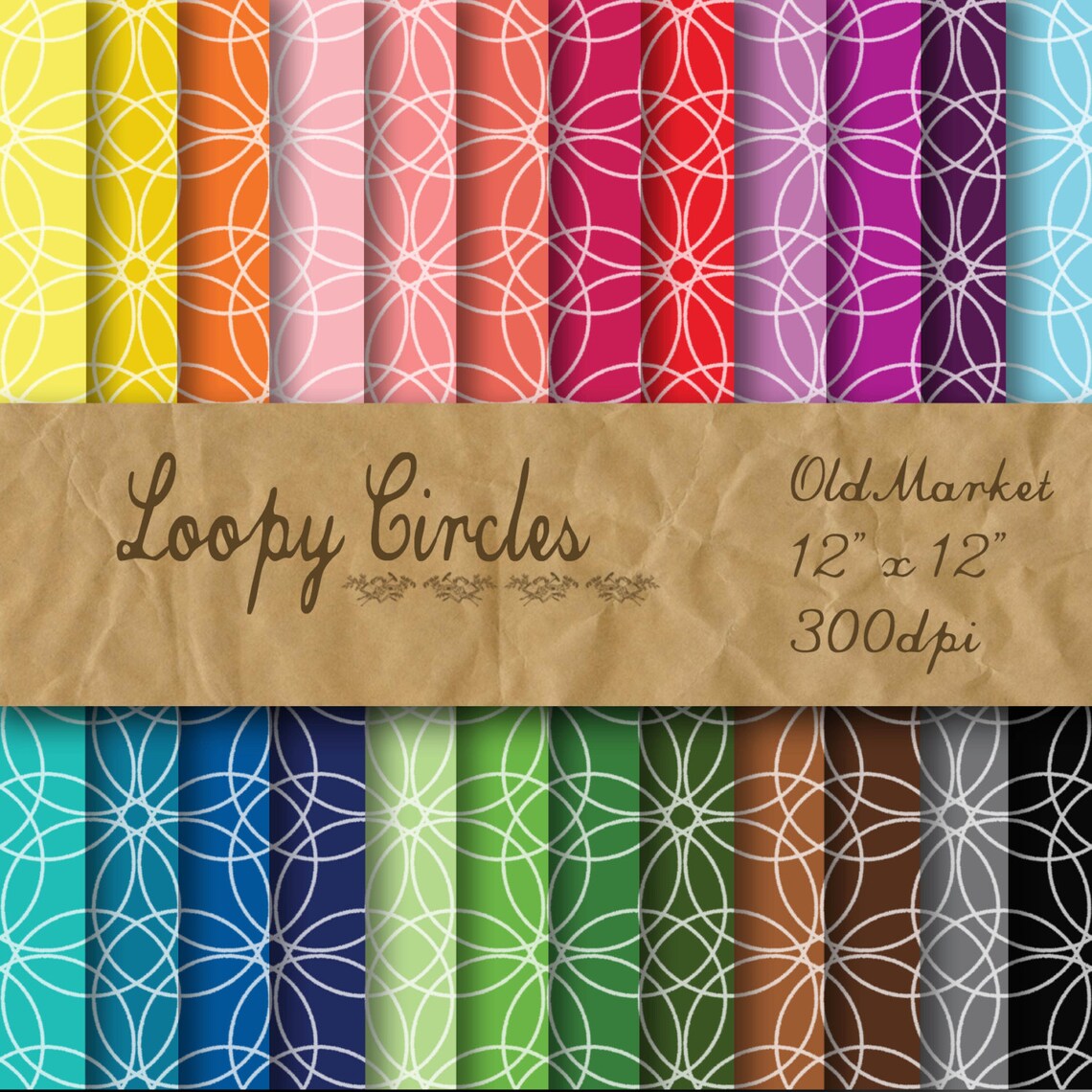 Loopy Circles Digital Paper Colorful Circle Digital - Etsy