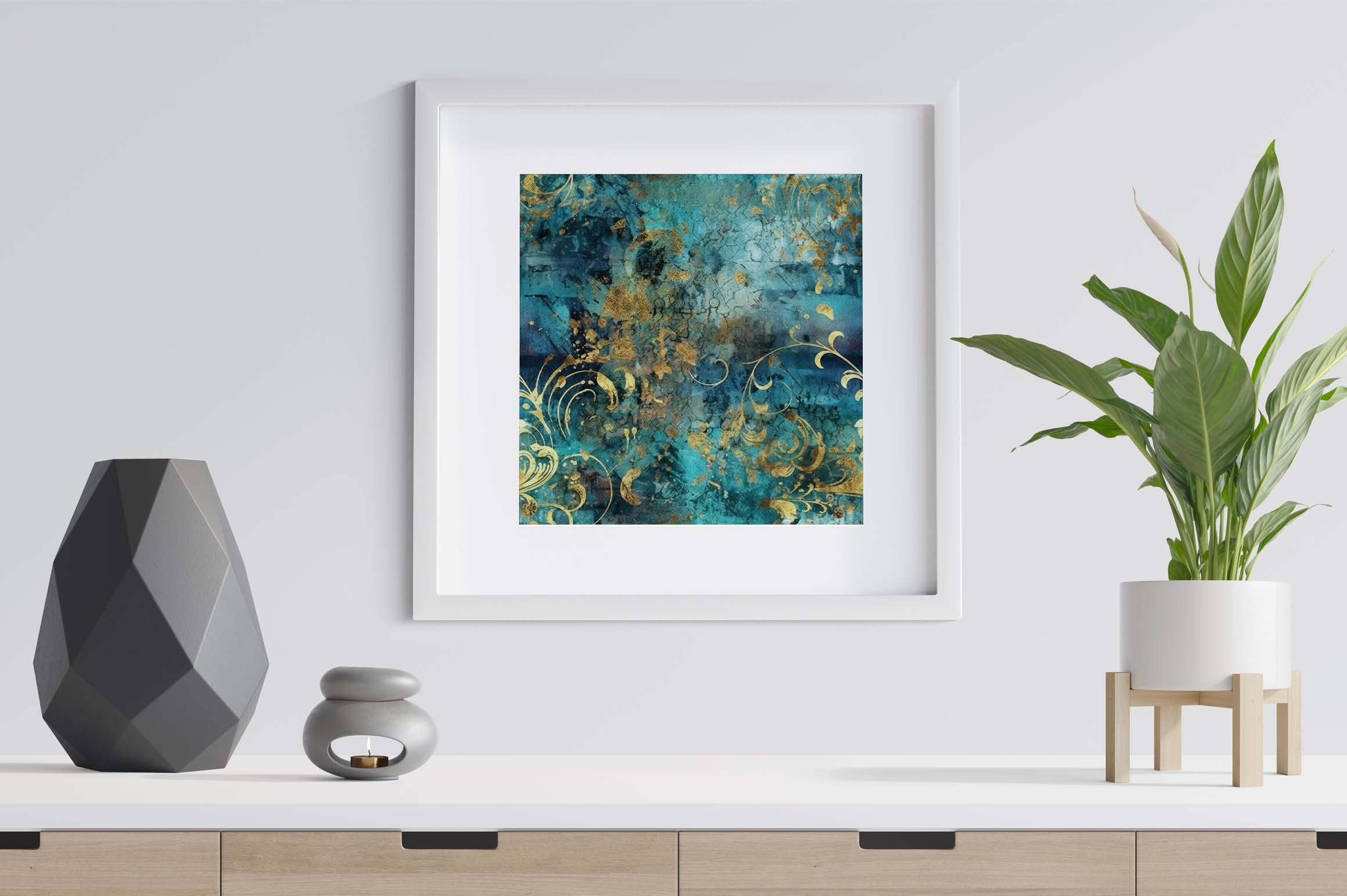 Blue and Gold Grunge SEAMLESS Patterns - Blue and Gold Damask Digital ...