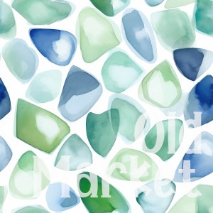 Watercolor Sea Glass SEAMLESS Patterns - Sea Glass Digital Paper - 16 ...