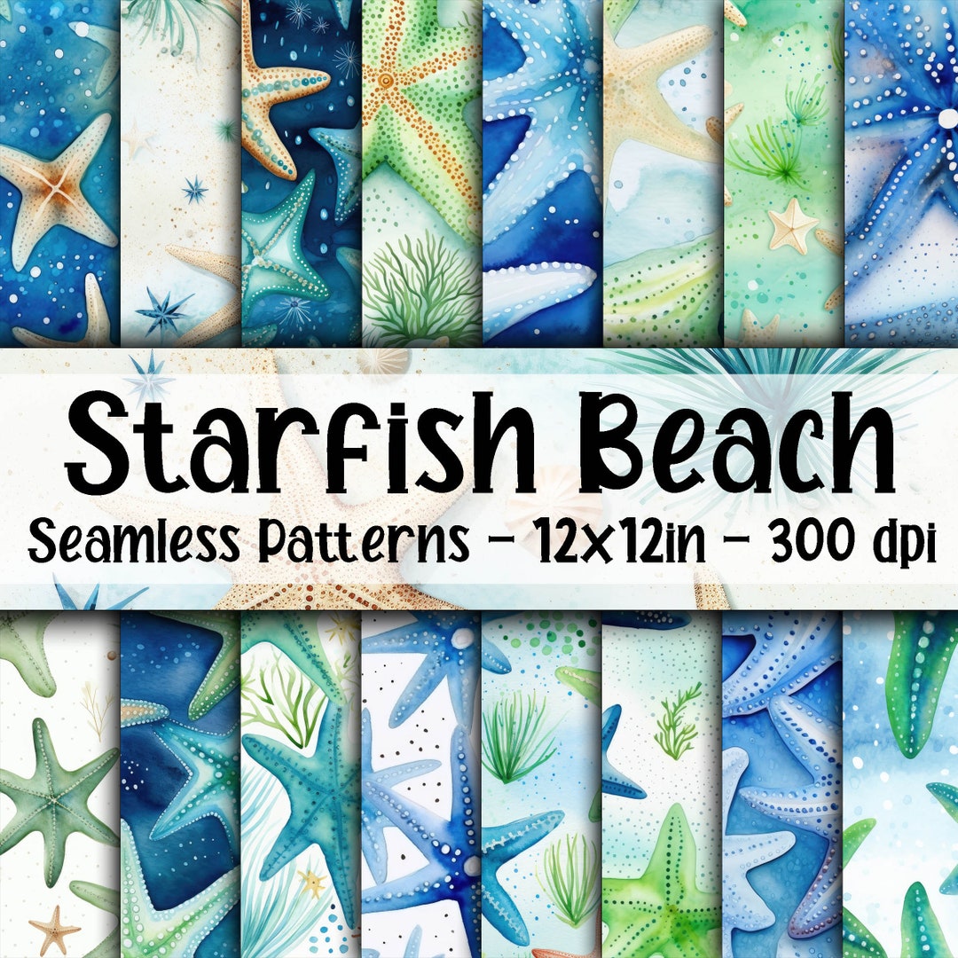 Starfish SEAMLESS Patterns - Watercolor Starfish Digital Paper - 16 ...