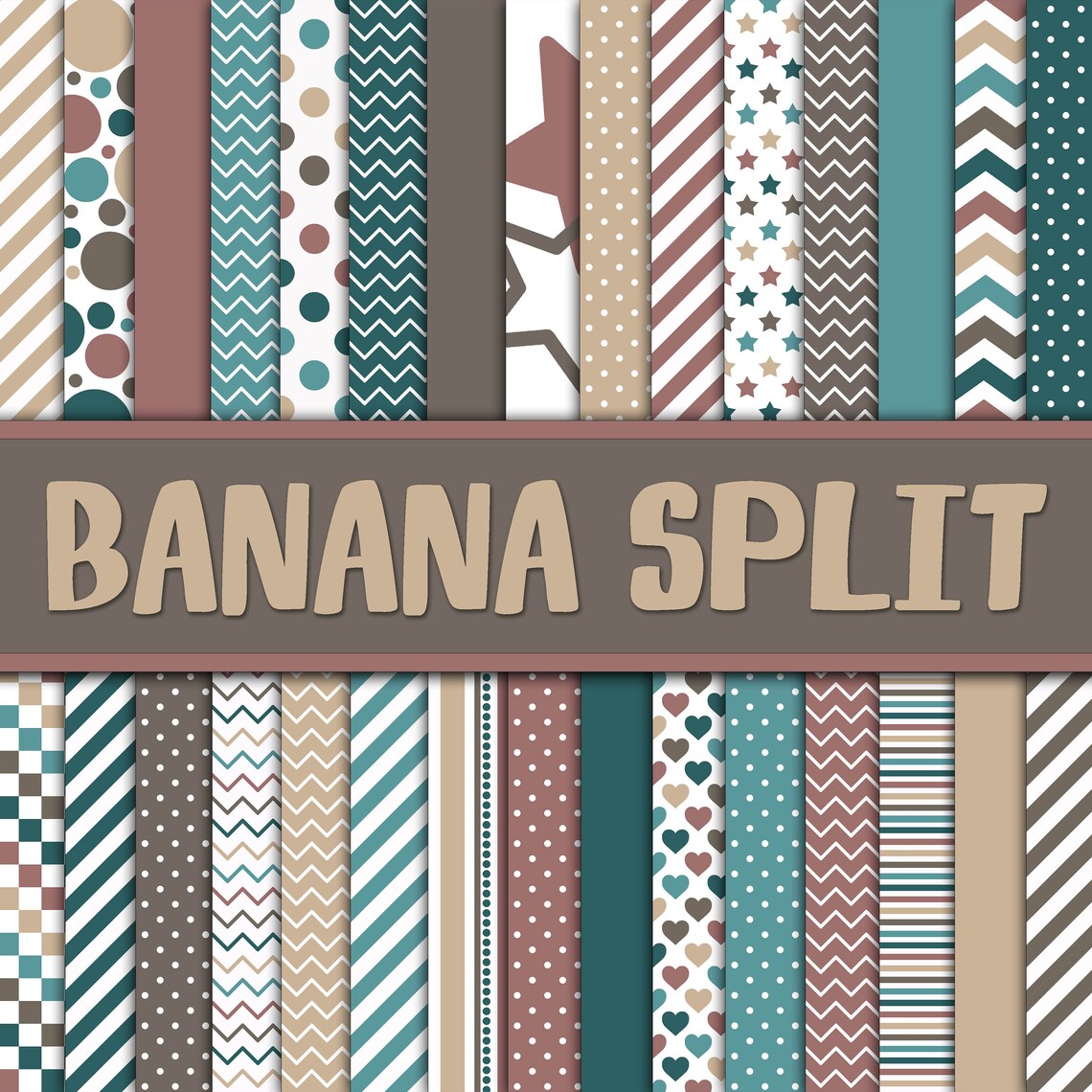 Banana Split Colors Digital Paper Colorful Design | Etsy