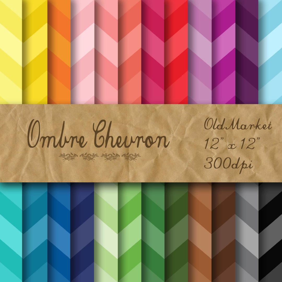 Chevron Ombre Digital Paper - Colorful Chevron Ombre Backgrounds - 24 ...