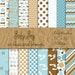 Baby Boy Digital Paper in Blues and Browns - Digital Paper Pack - 16 ...