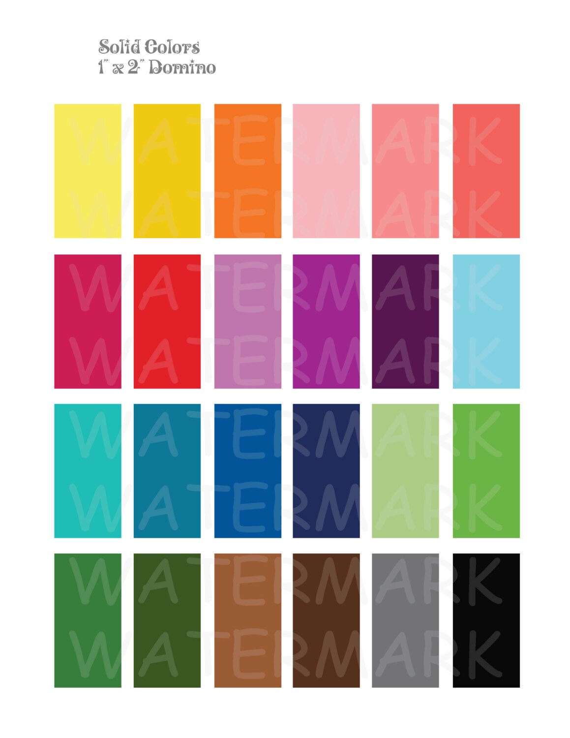 Solid Colors Digital Collage Sheet 1 X 2 Inch Domino | Etsy