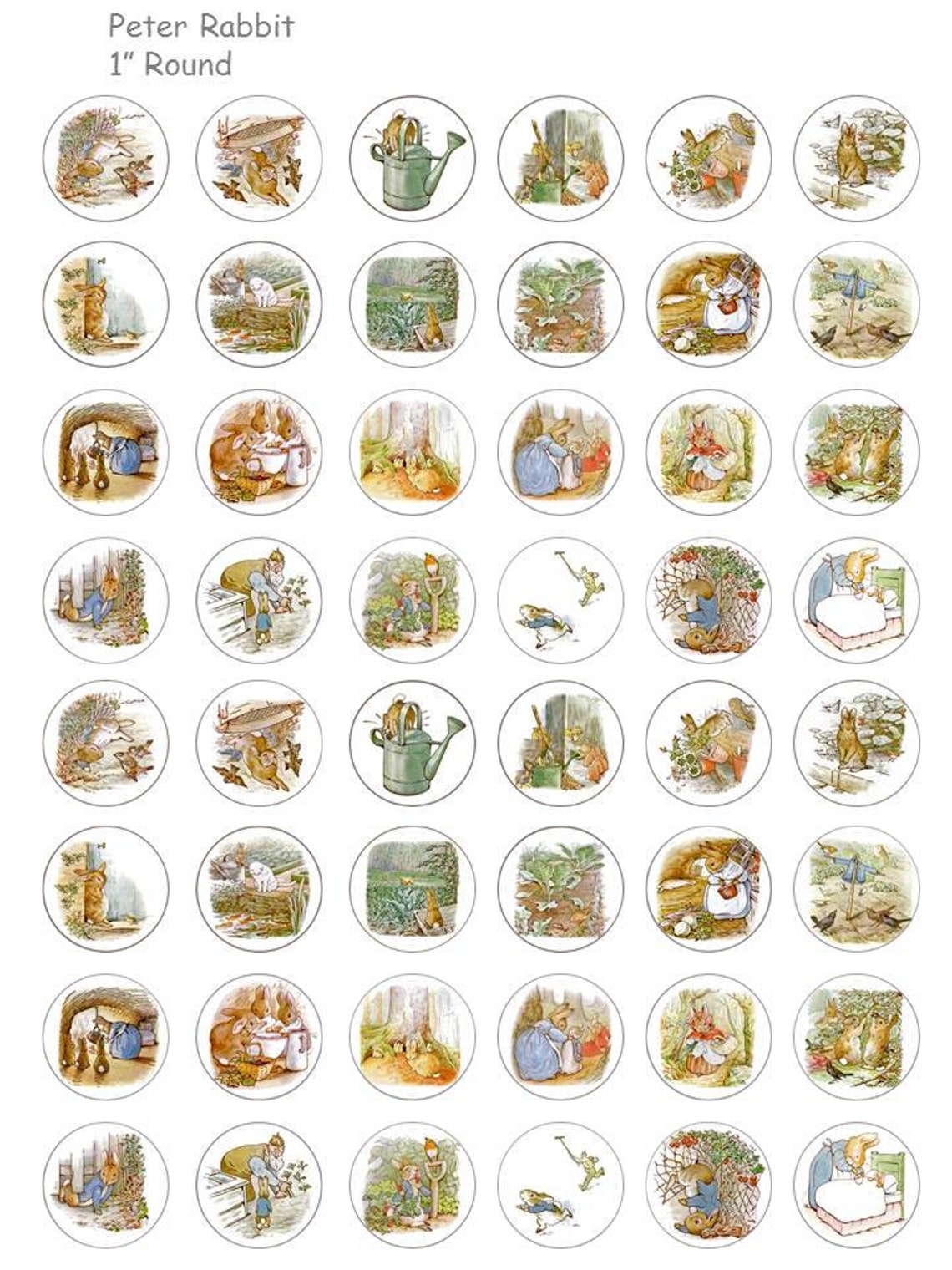 Peter Rabbit - Digital Collage Sheet - 1 Inch Round Circles - INSTANT ...