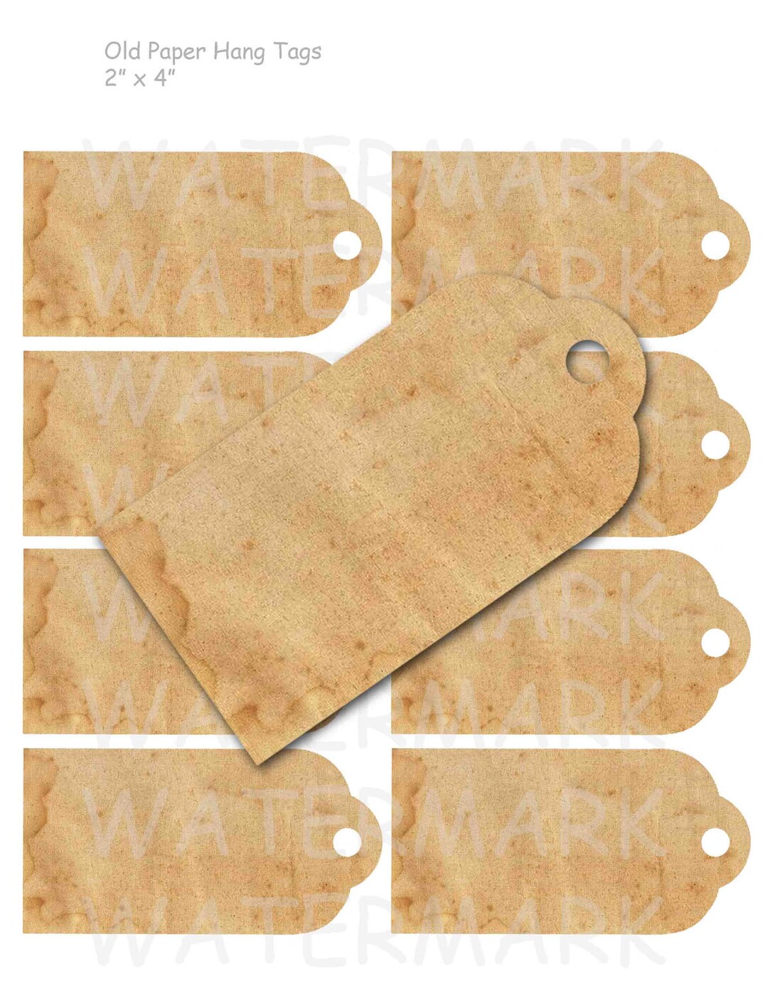 Printable Digital Old Paper Gift Tags - INSTANT DOWNLOAD - Etsy