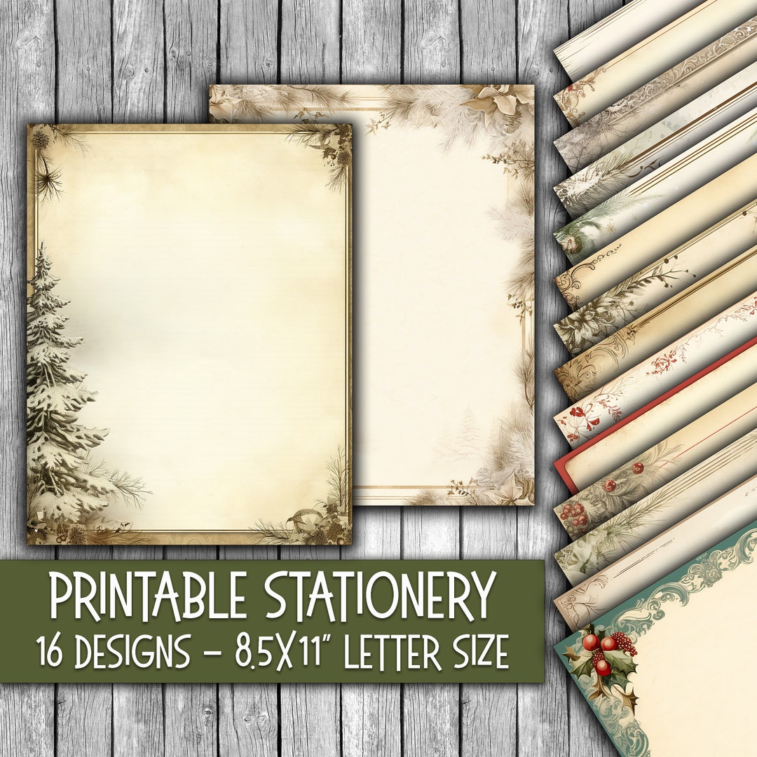 Printable Vintage Winter Scene Stationery - Christmas Letter Paper ...