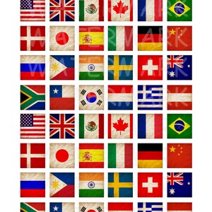World Flags - Digital Collage Sheet - 1 Inch (1 X 1) - INSTANT DOWNLOAD ...