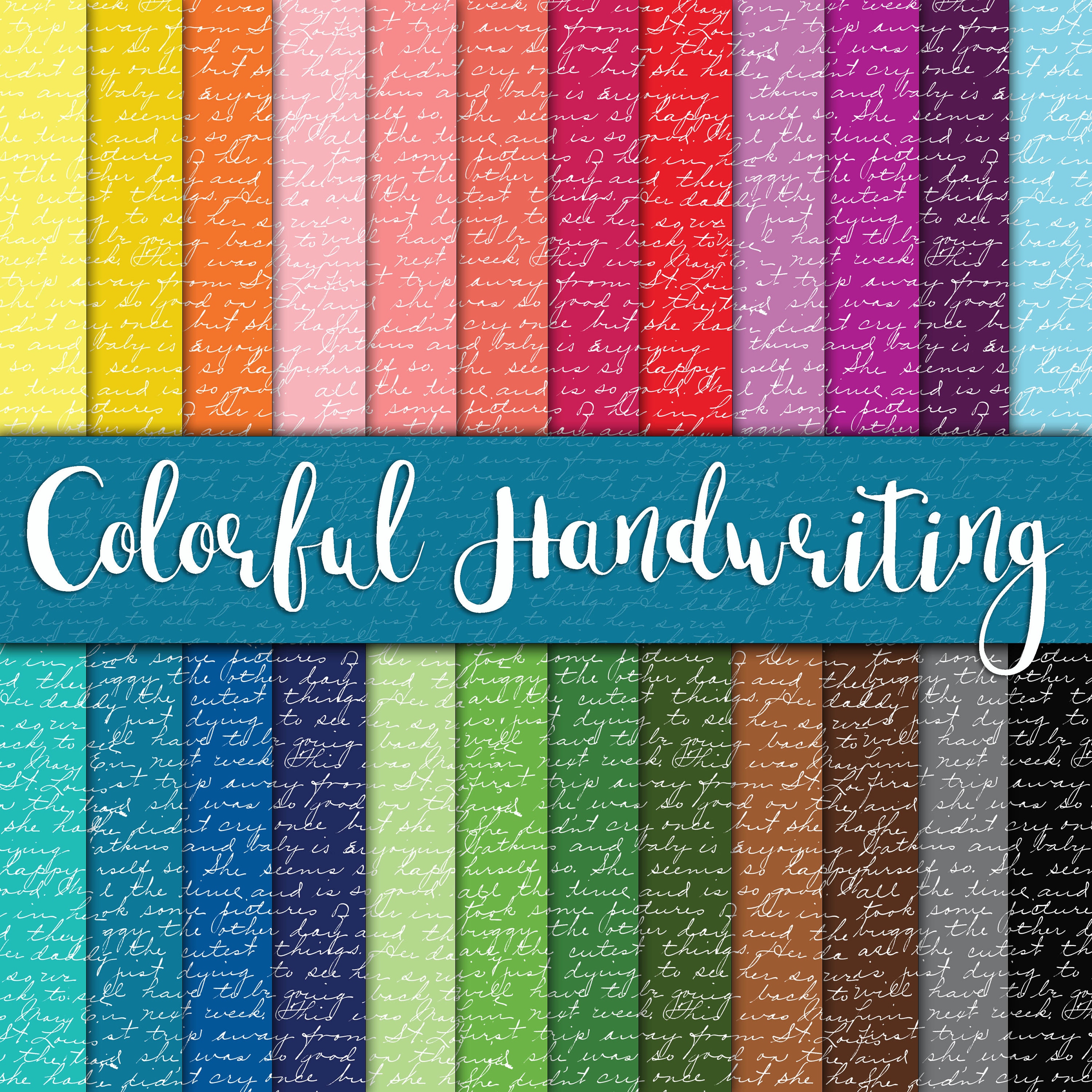Dictionary Digital Paper Colorful Handwriting Digital - Etsy