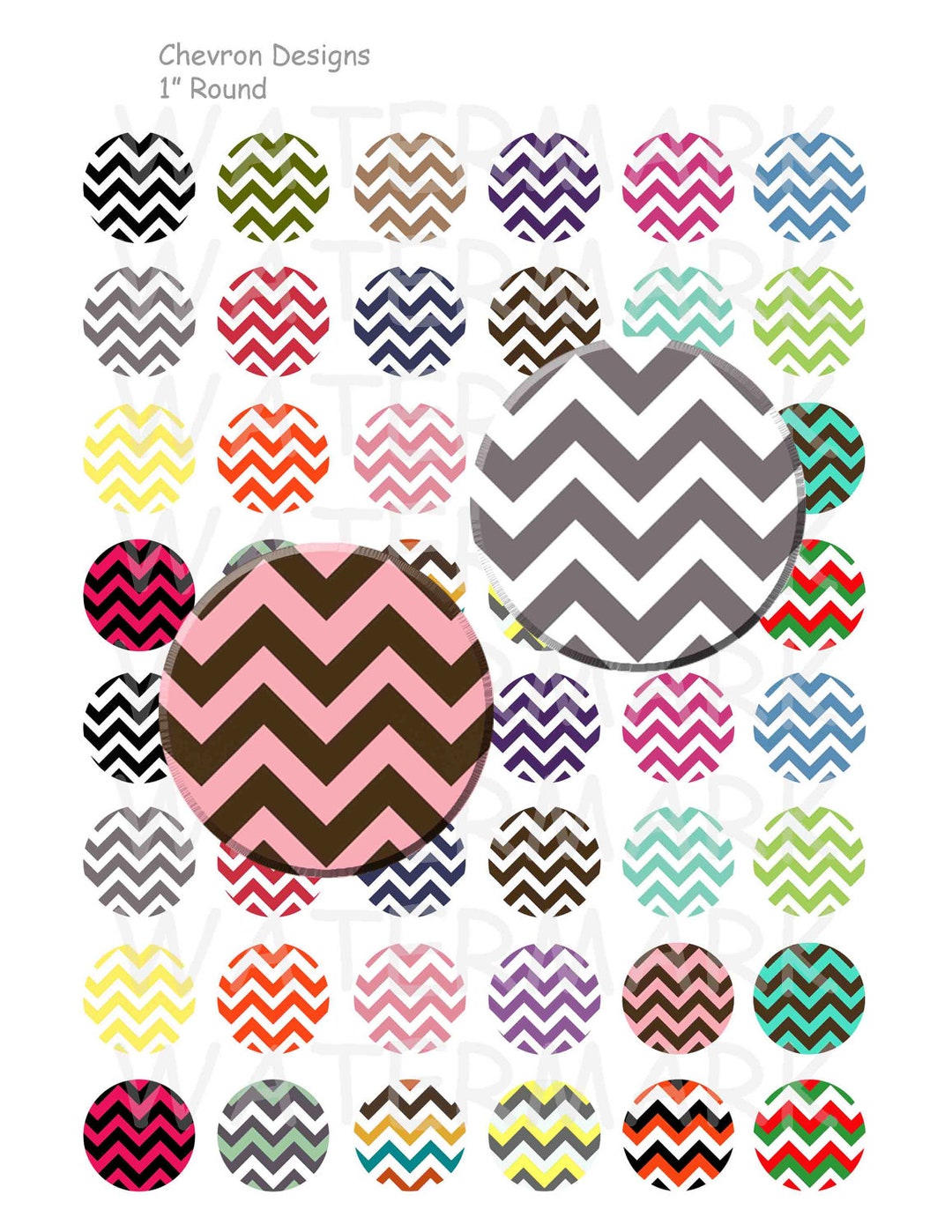 Chevron Designs - Digital Collage Sheet - 1 Inch Round Circles ...