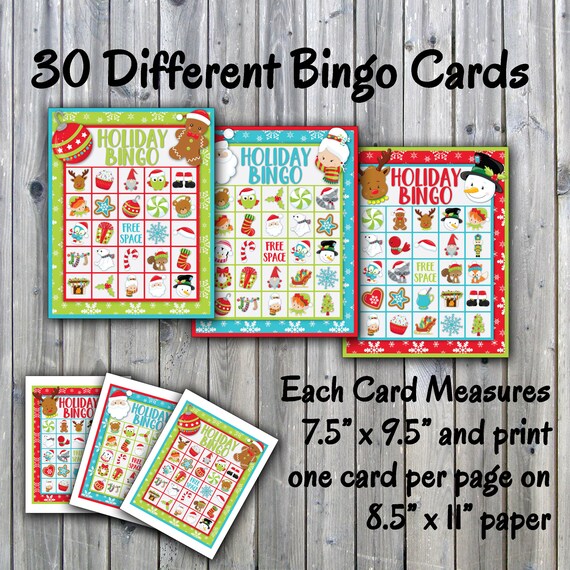 Christmas Bingo Printable PDF 30 Different Cards FULL PAGE Christmas ...