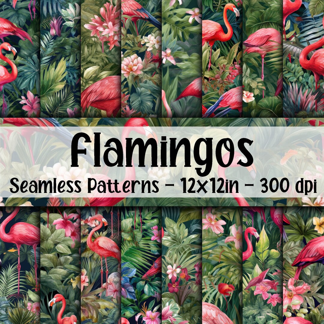 Watercolor Flamingos SEAMLESS Patterns - Pink Flamingo Digital Paper ...
