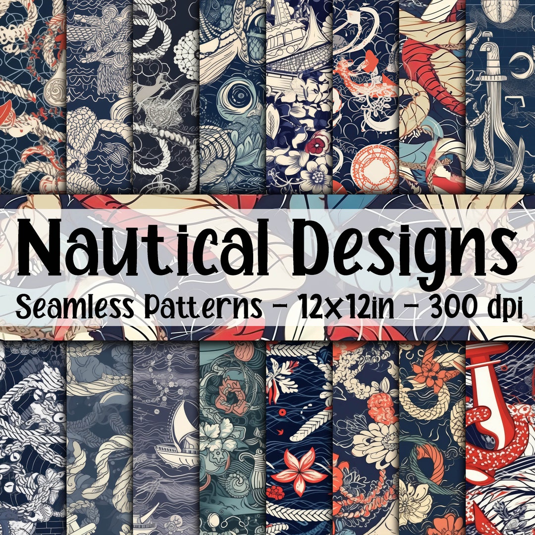 Nautical Digital Paper - SEAMLESS - Nautical Patterns - 16 Designs ...