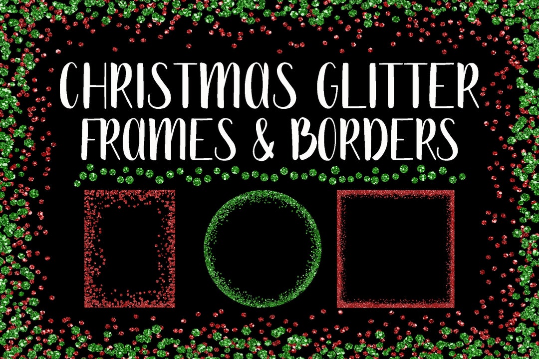 Christmas Glitter Frames and Borders PNG Overlay Clipart Bundle ...