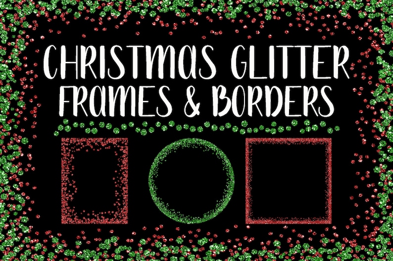 Christmas Glitter Frames and Borders PNG Overlay Clipart Bundle ...