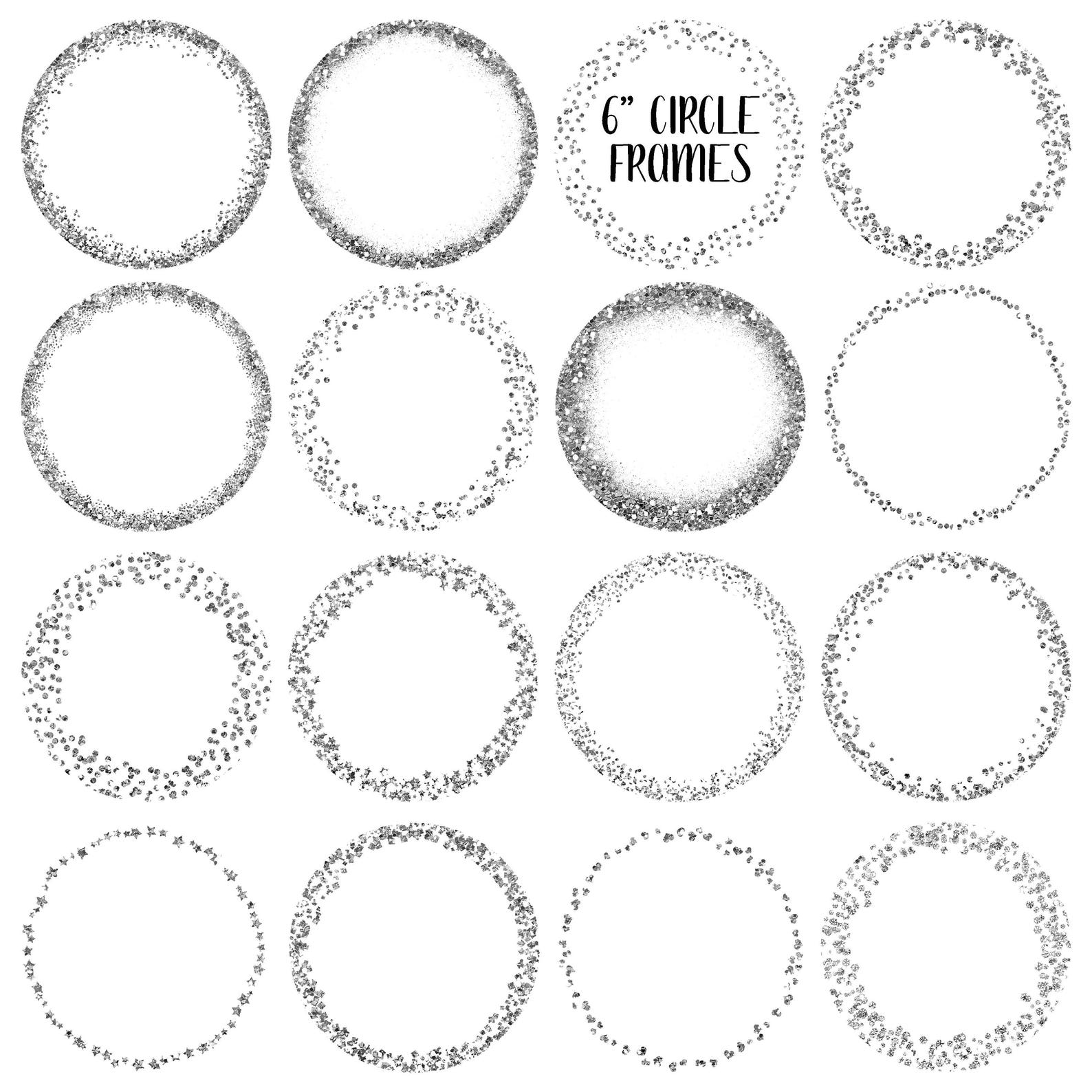 Silver Glitter Frames and Borders PNG Overlay Clipart Bundle - Etsy