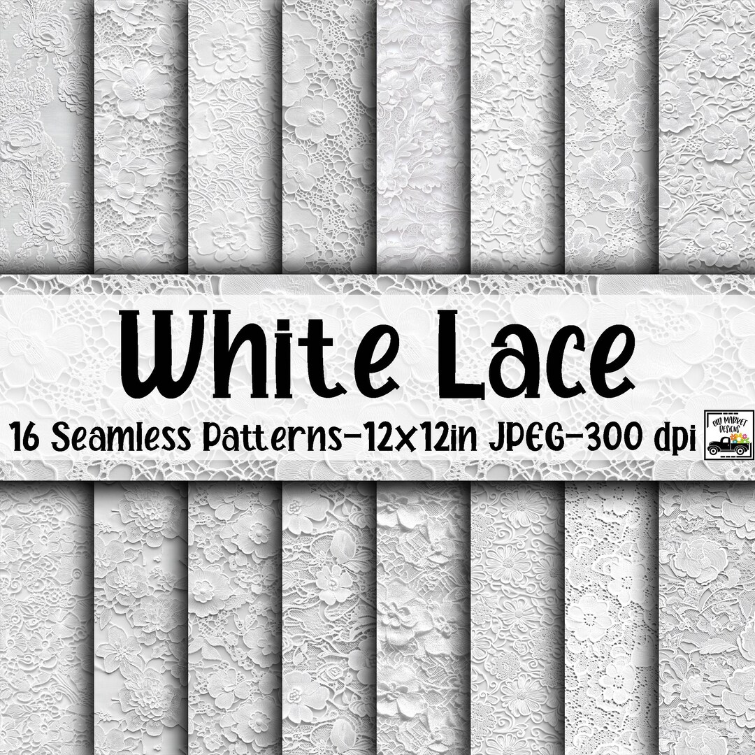 Delicate White Lace SEAMLESS Patterns - Wedding Digital Paper - 16 ...