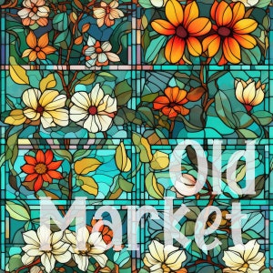 Floral Stained Glass Seamless Patterns - Stained Glass Digital Paper ...