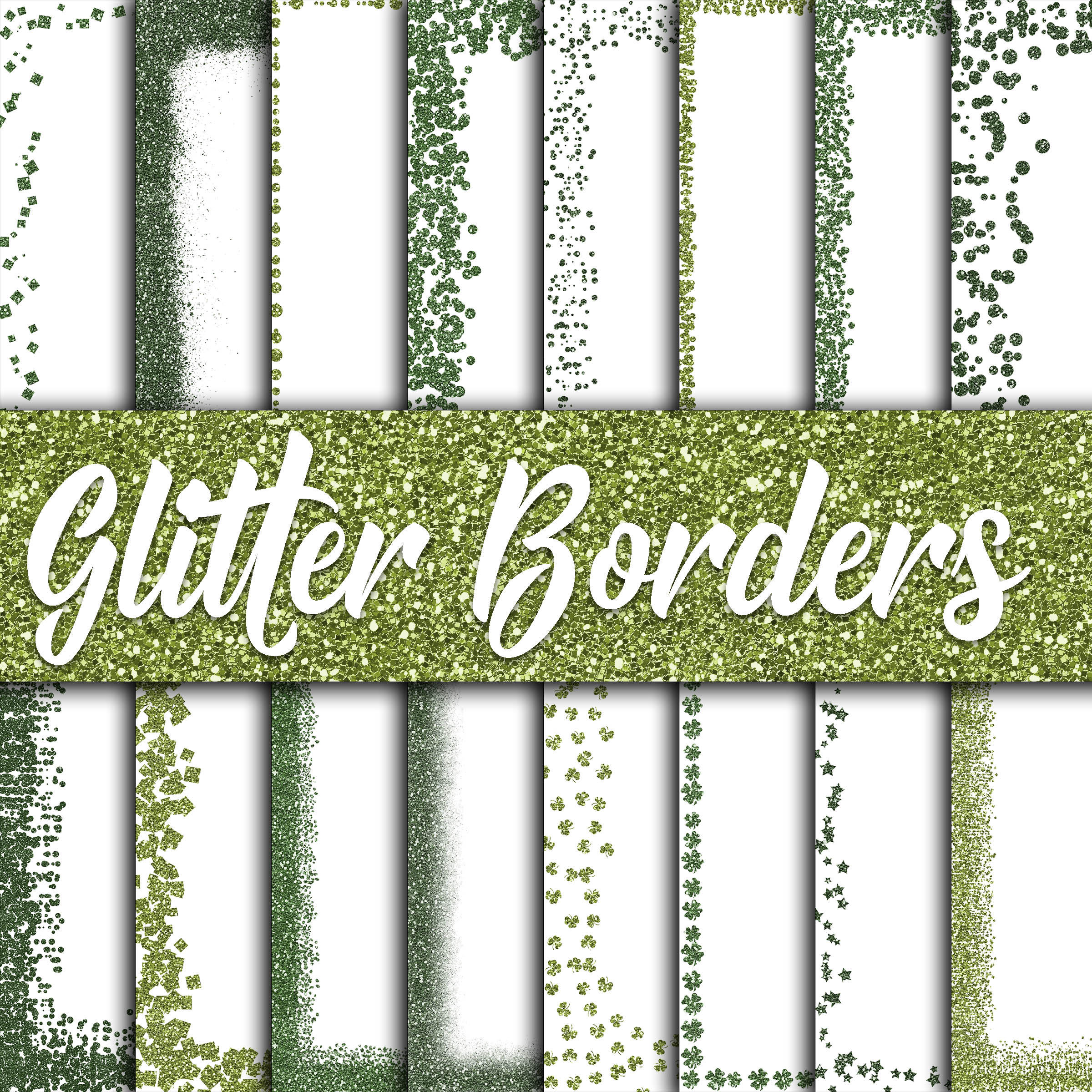 St Patrick's Day Glitter Borders Digital Paper Green - Etsy