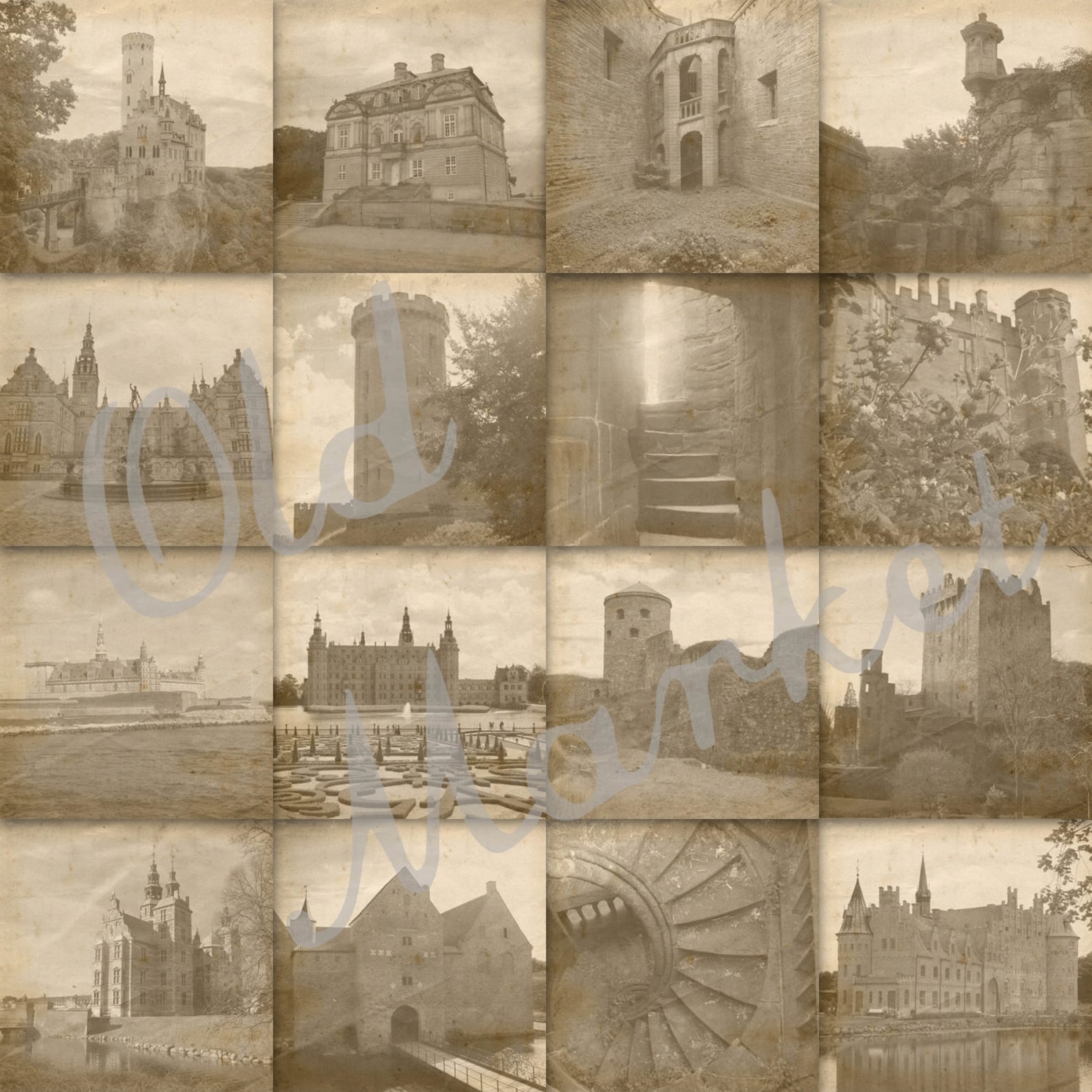 Vintage Castles Digital Papers Castle Pictures Castle | Etsy