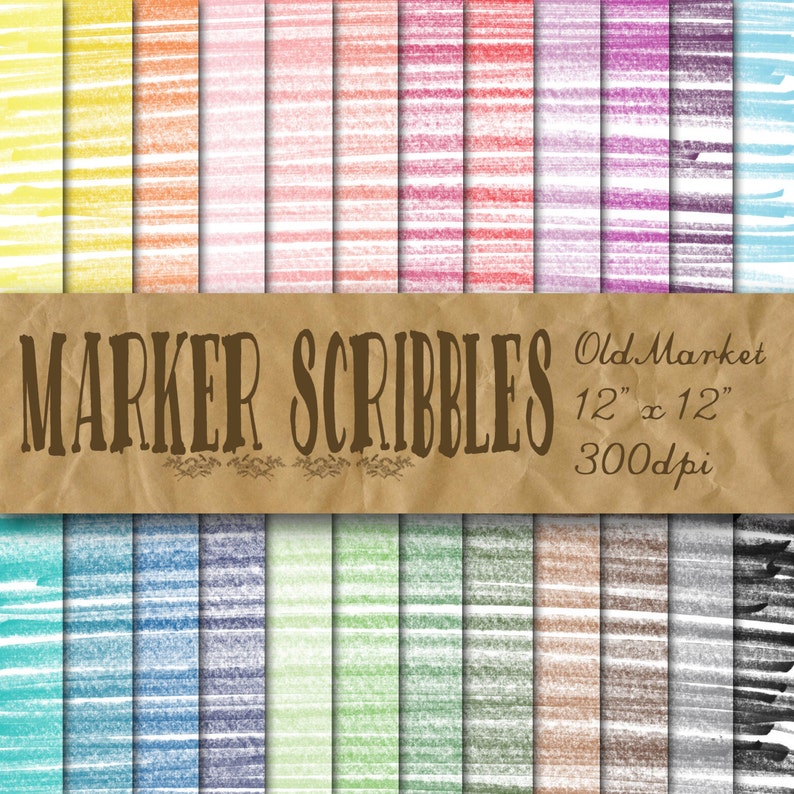 Marker Scribbles Digital Paper Marker Stroke Textures 24 - Etsy