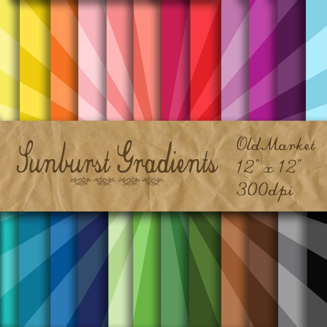 Sunbursts Gradients Digital Paper - Colorful Sunburst Backgrounds - 24 ...