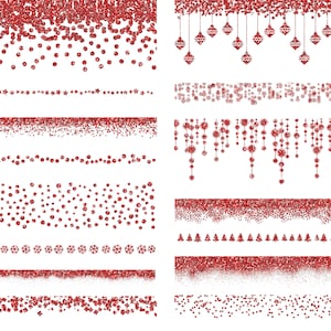 Red and Green Christmas Glitter Borders - Glitter Confetti Clipart - 30 ...