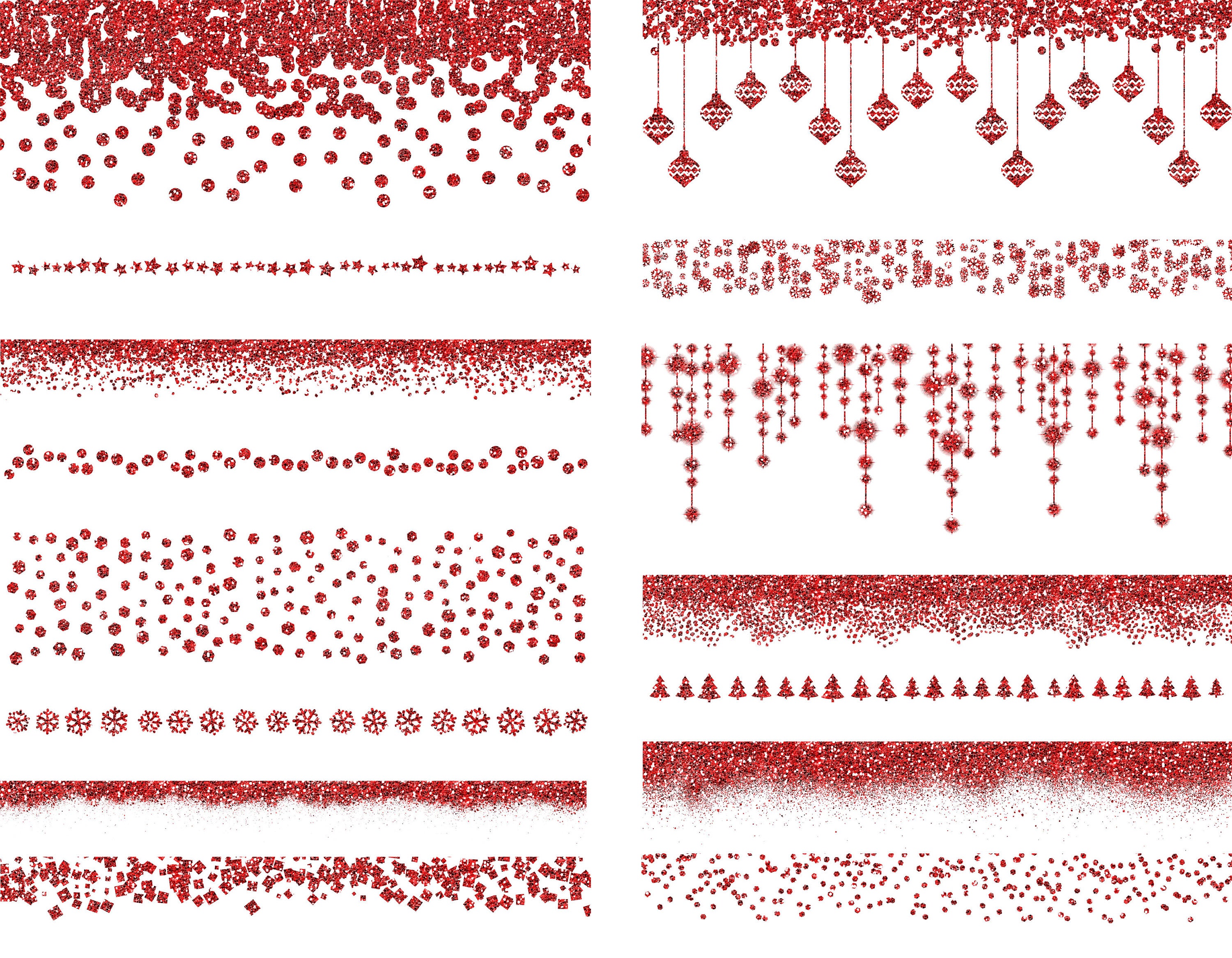 Red and Green Christmas Glitter Borders - Glitter Confetti Clipart - 30 ...
