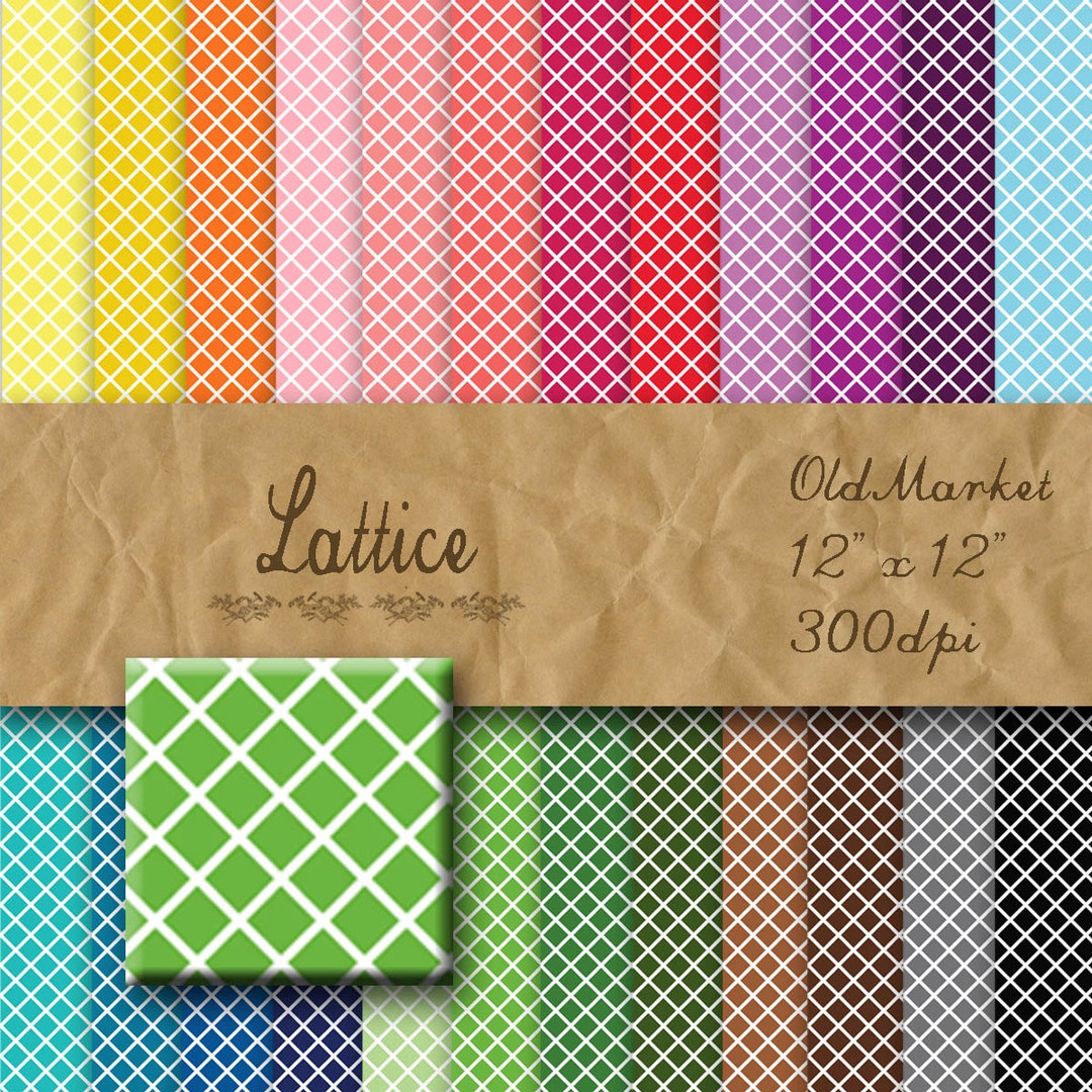 Lattice Digital Paper - Colorful Lattice Backgrounds - 24 Colors - 12in ...