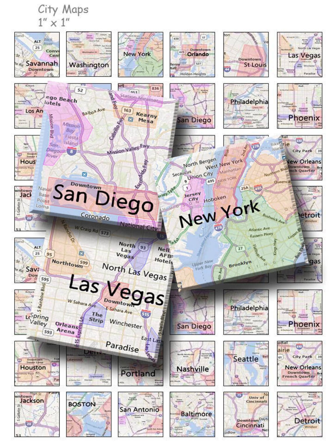 City Maps Digital Collage Sheet 1 Inch 1 X 1 INSTANT - Etsy