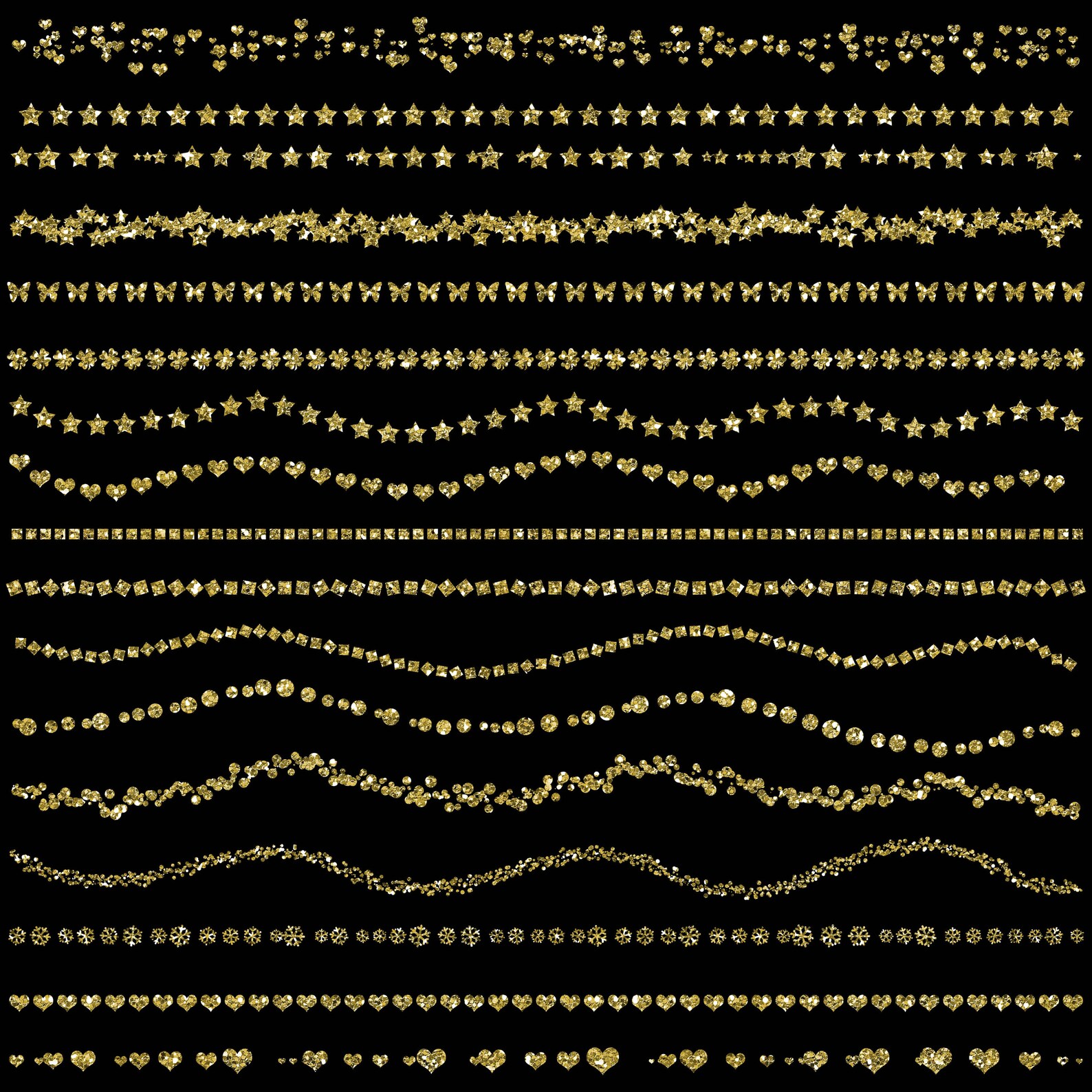 Gold Glitter Confetti Borders Glitter Confetti Clipart 35 - Etsy